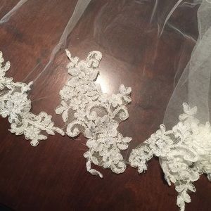 Disney | Accessories | Disney Bridal Veil In Ivory With Lace And ...